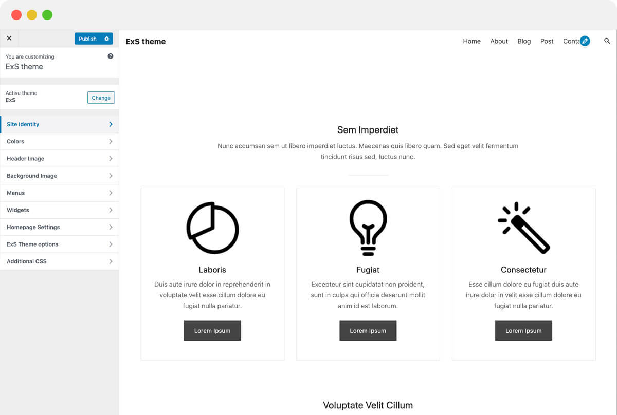 Wordpress Starter Content With Exs Theme Demo Smallest And Fastest